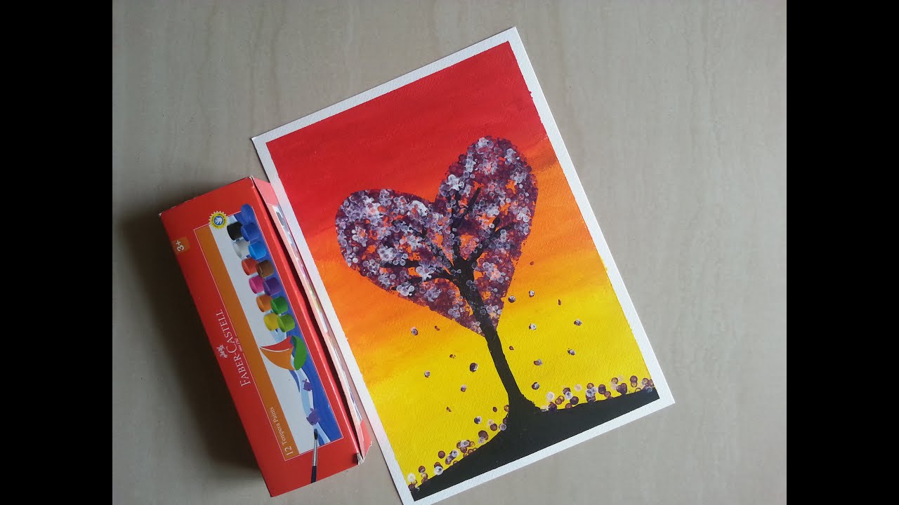 How To Paint Heart Tree With Tempera Colors🎨 / Easy Drawing For Kids ...