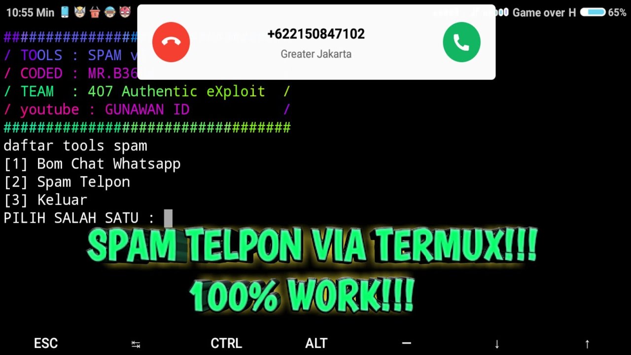 CARA SPAM TELPON UNLIMITED VIA TERMUX!!! 100% WORK!!! - YouTube