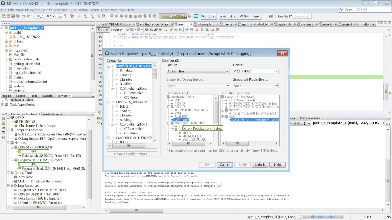 Mplab X Ide V340 Pic18ctemplate File Youtube