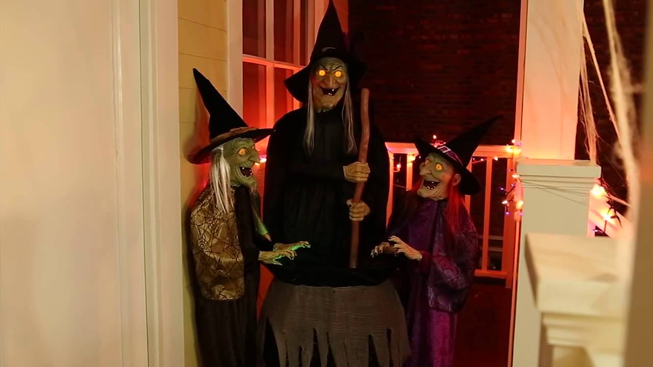Brujas Decoración Para Halloween Luces Y Sonido Youtube