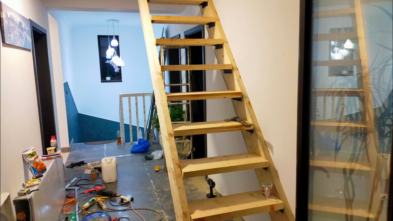 Cum faci singur o scara din lemn urcare pod/ mansarda! #scaralemn - YouTube