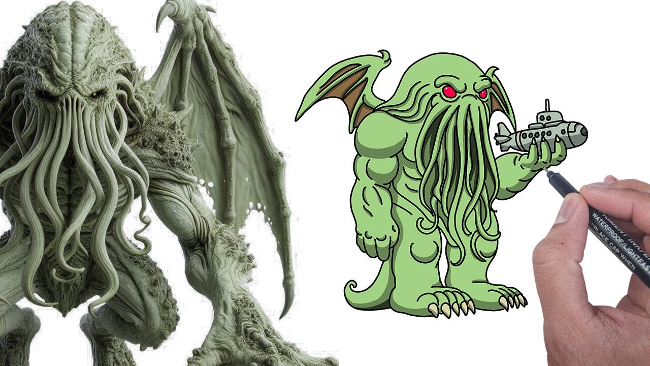 How To Draw Cthulhu Easy - YouTube