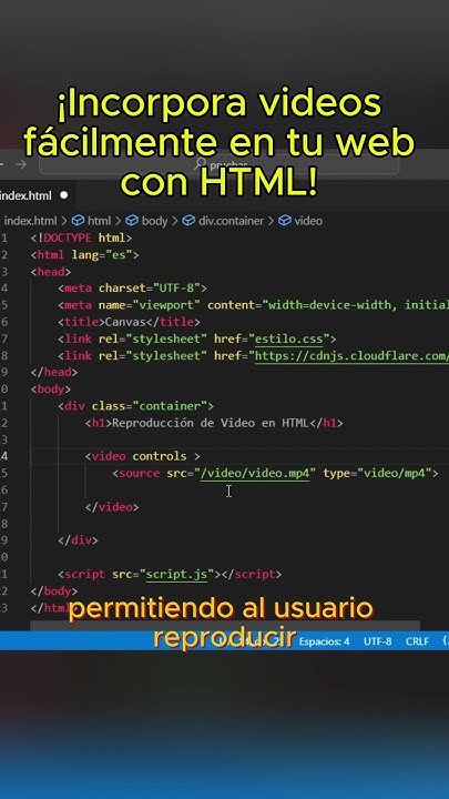 Incluir video con html #javascriptdesdecero #aprendejavascript #programacion #cursodejavascript ...