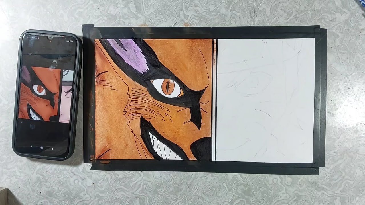 How to Draw Naruto & Kurama ( Kurama) Part-1 || Real Time Video Step by ...