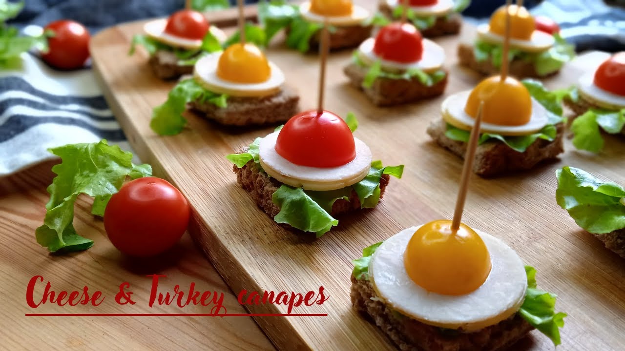Cheese & Turkey Ham Canapes Recipe - YouTube