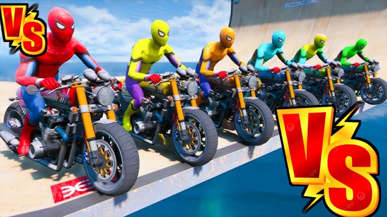 Spider man and super hero bike stunt rider special bike gaming video 💯💯 ...