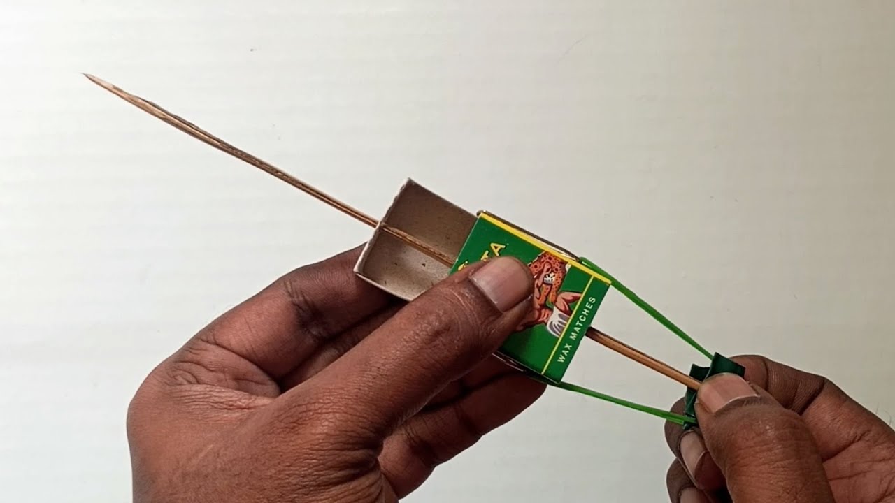 How to Make Mini Bow and Arrow using Matchbox, Rubber band, Paper Clips ...