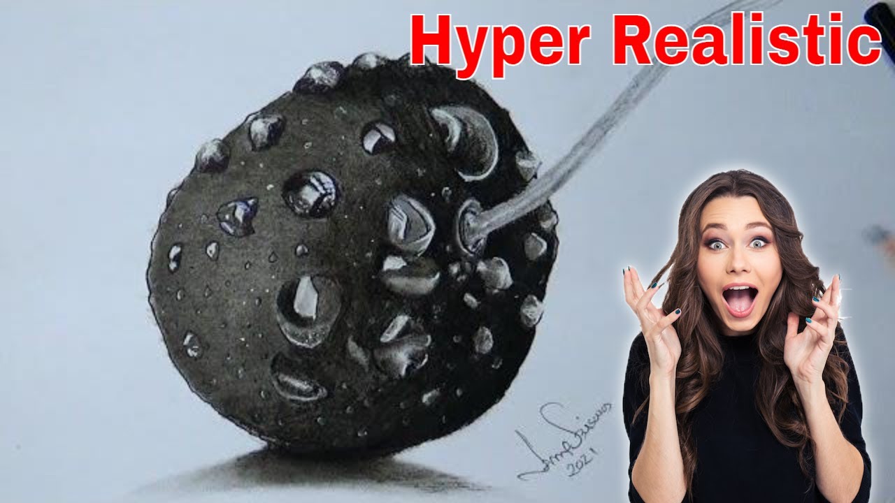 Hyper Realistic Cherry drawing using Charcoal Pencils || Realistic ...