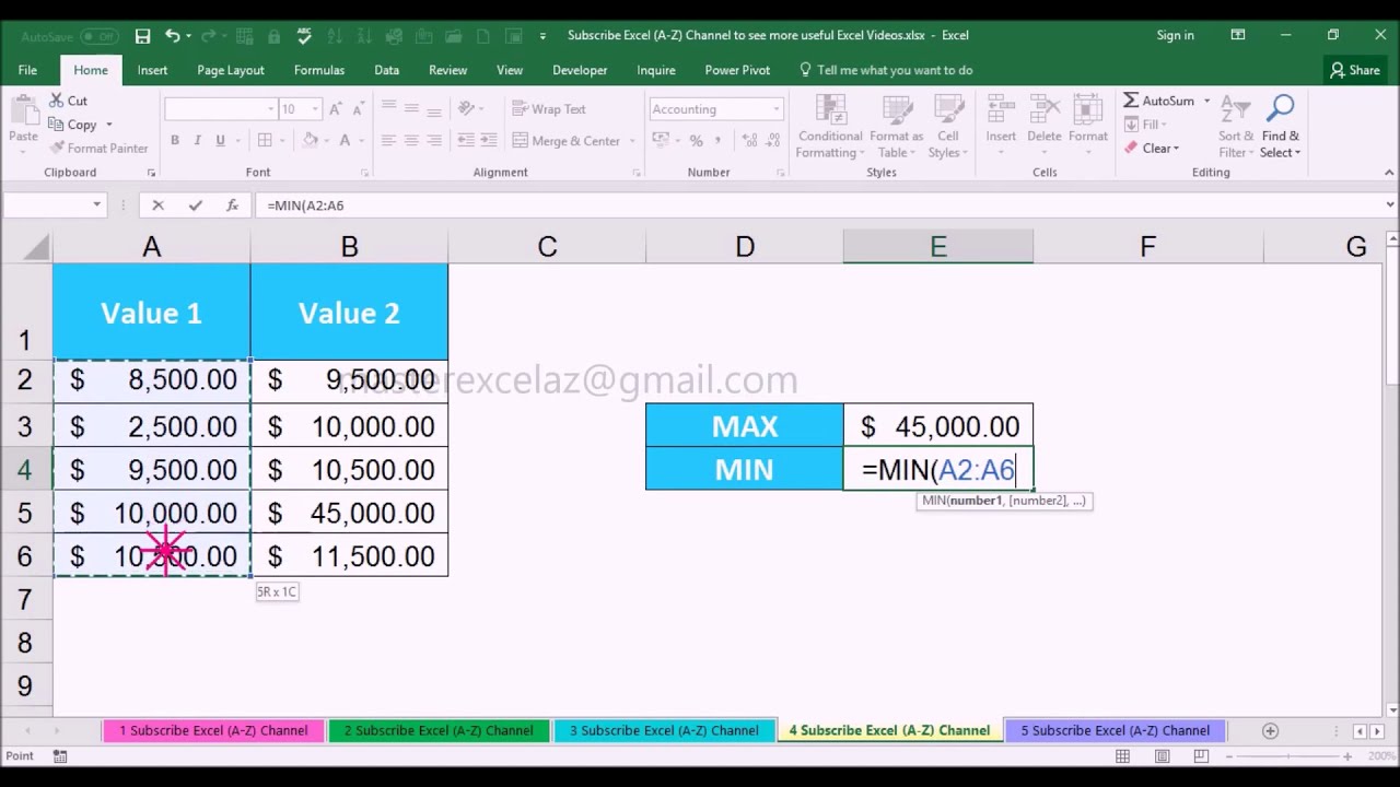 Max Min Formulas In Excel Basic Excel Formulas Youtube 5282