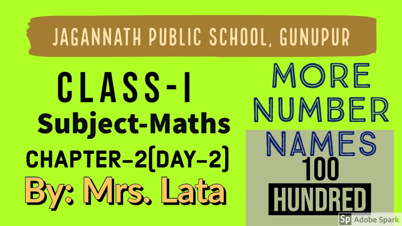CLASS - I, Maths, Chapter - 2 (Day - 2) BY : Mrs. Lata - YouTube