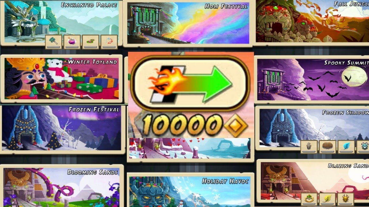 Temple Run 2 All Maps Heads Start (10000meters) - YouTube