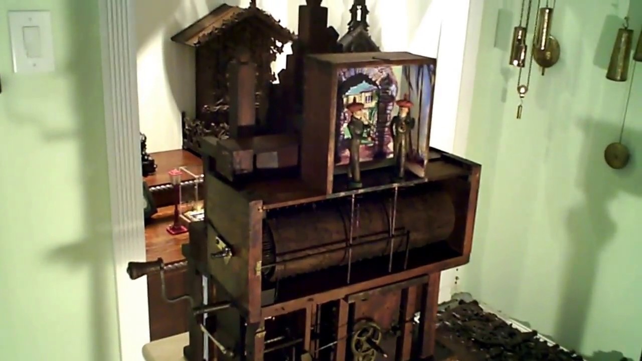 Antique Black Forest Organ Clock - YouTube