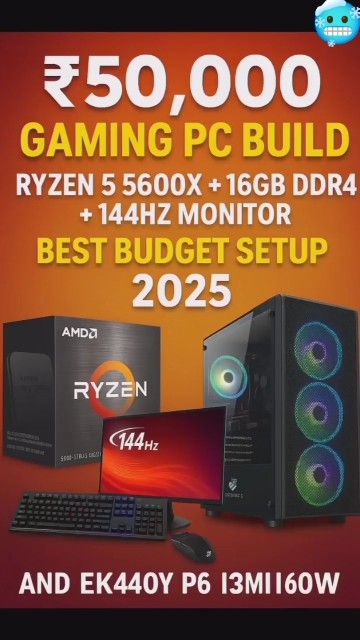 ₹50,000 Gaming PC Build 2025 🔥 | Ryzen 5 5600X + 16GB DDR4 + 144Hz ...
