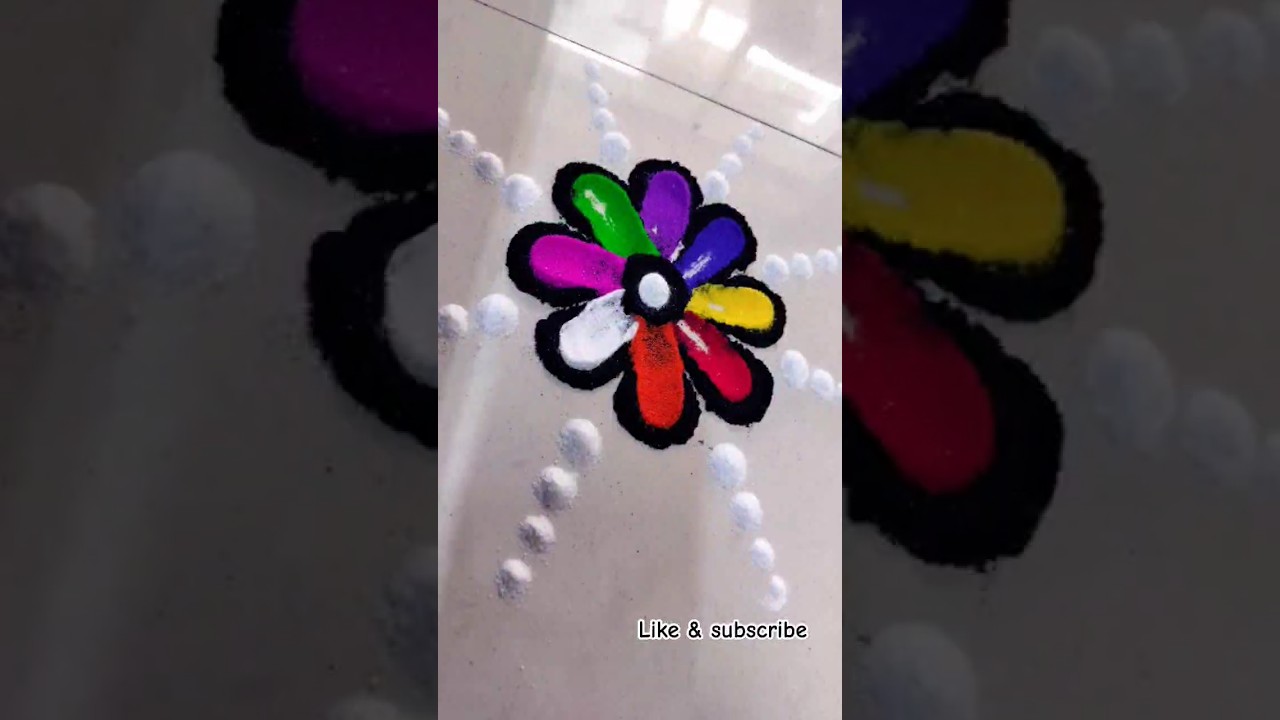 Rainbow flower rangoli #rainbow #color #rangoli #shorts - YouTube