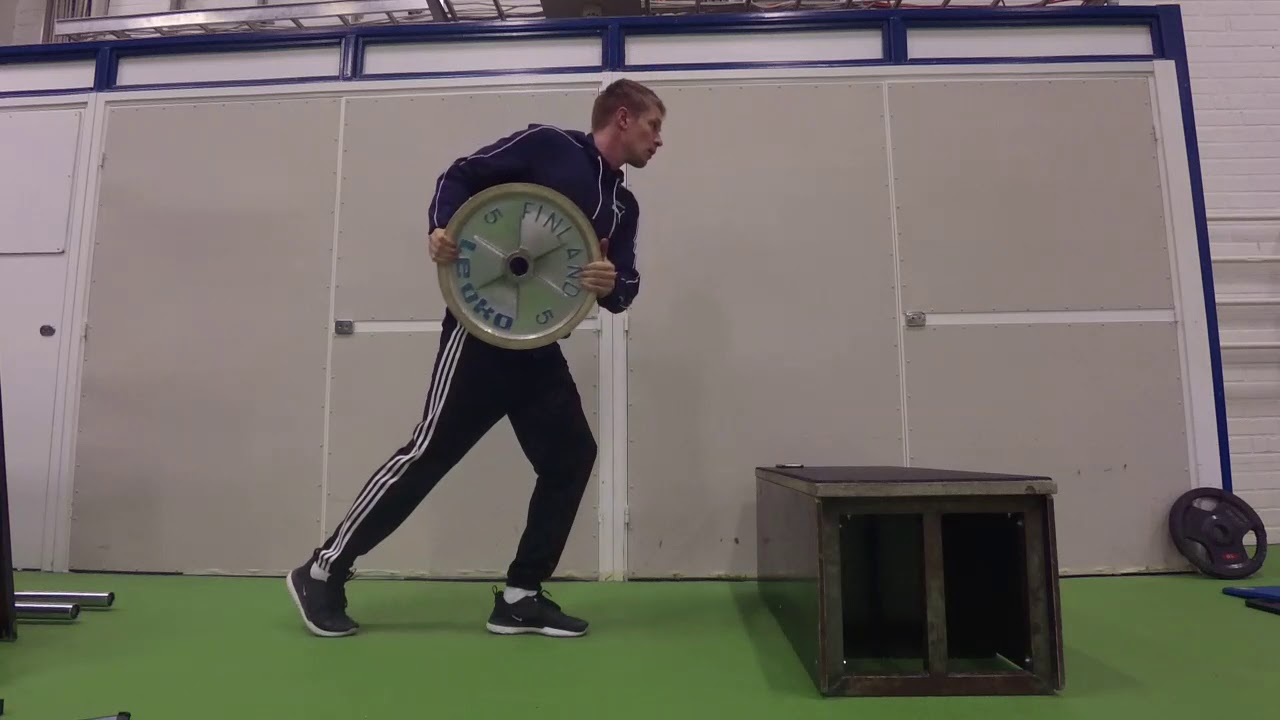 Step up with weight plate rotation - YouTube