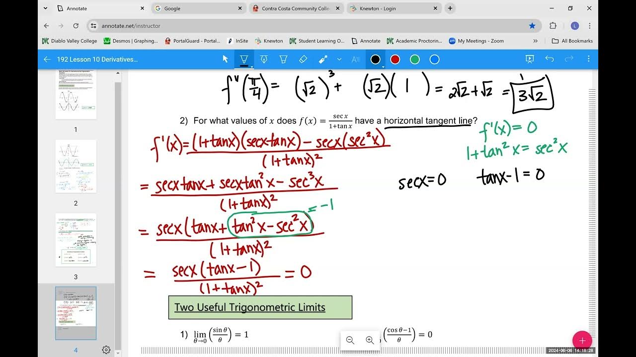 Lesson 10, part 2: Derivatives of Other Trig Functions - YouTube