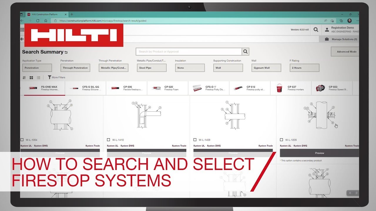 How to search and select firestop systems on the Hilti Construction ...