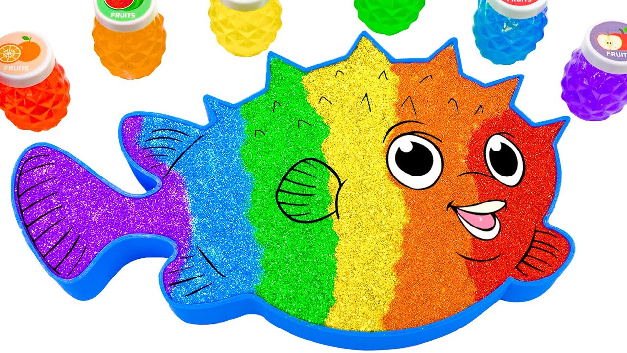 Satisfying Video | How To Make Rainbow Puffer Fish Bathtub by Mixing ...