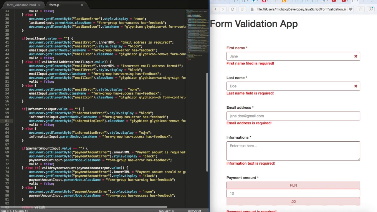 Form Validation Bootstrap Css Glyphicons Part 4 Youtube