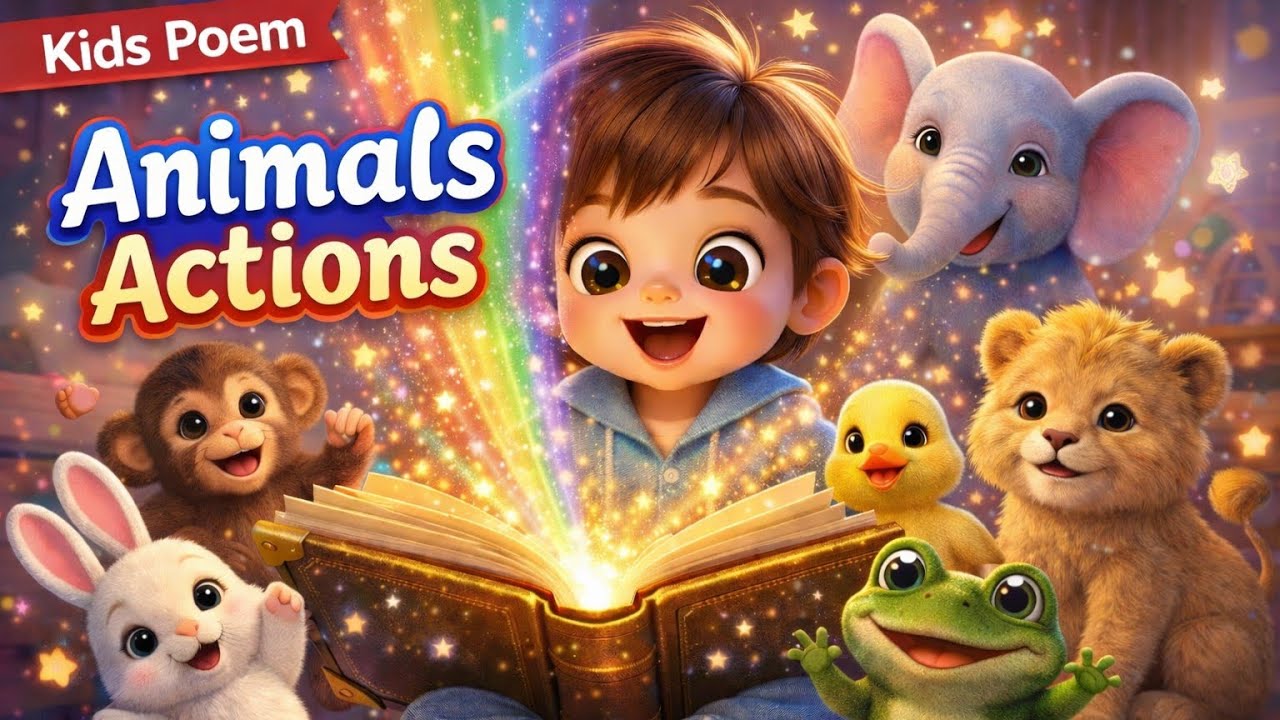 Animals Actions Poem for Kids 🐰🦁 | Fun Animal Song | Preschool ...