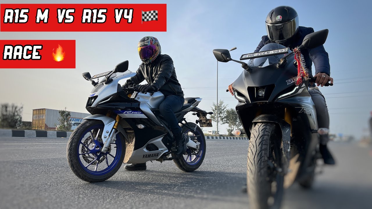 Yamaha R15 M Vs Yamaha R15 v4 Drag Race 🔥 ~ Same Engine Same Power फिर ...