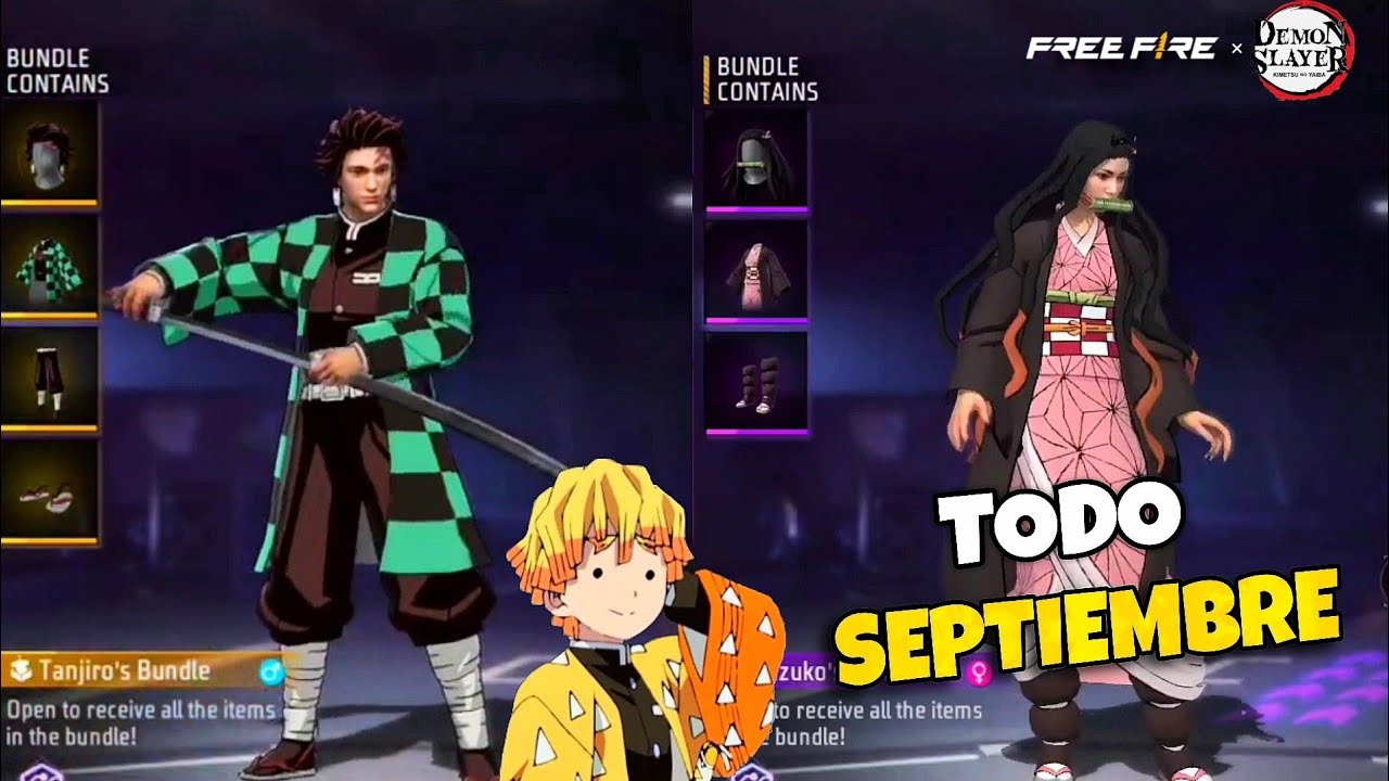 😱 COLECCIÓN COMPLETA FREE FIRE X DEMON SLAYER KIMETSU NO YAIBA TE ...