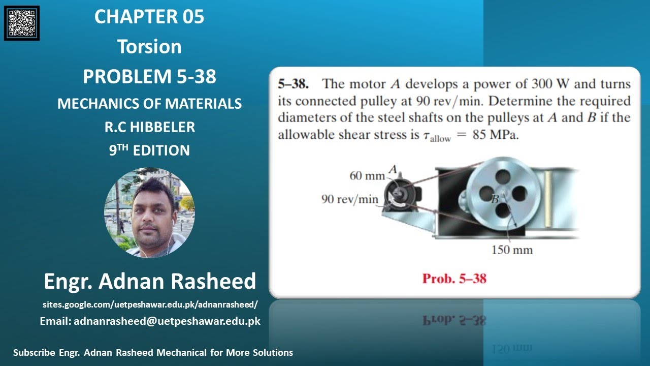 5-38 Determine the required diameters of steel shafts on the pulleys ...