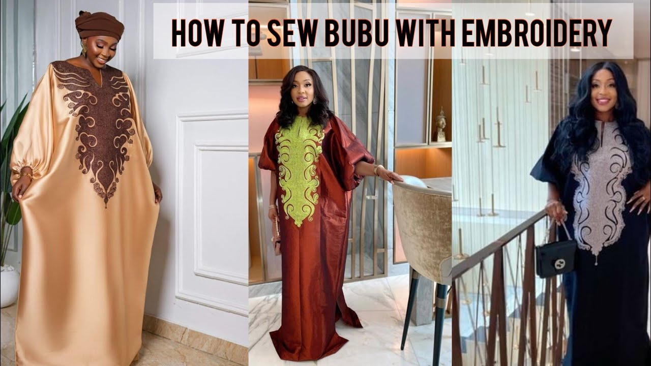 How To Make A Bubu Gown With Embroidery Design | Luxury Kaftan Bubu ...