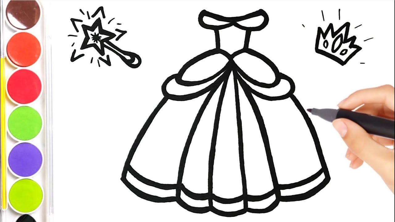 Princess Dress 👗 Drawing, Painting, Coloring 🎨🖌 for Kids and Toddlers ...