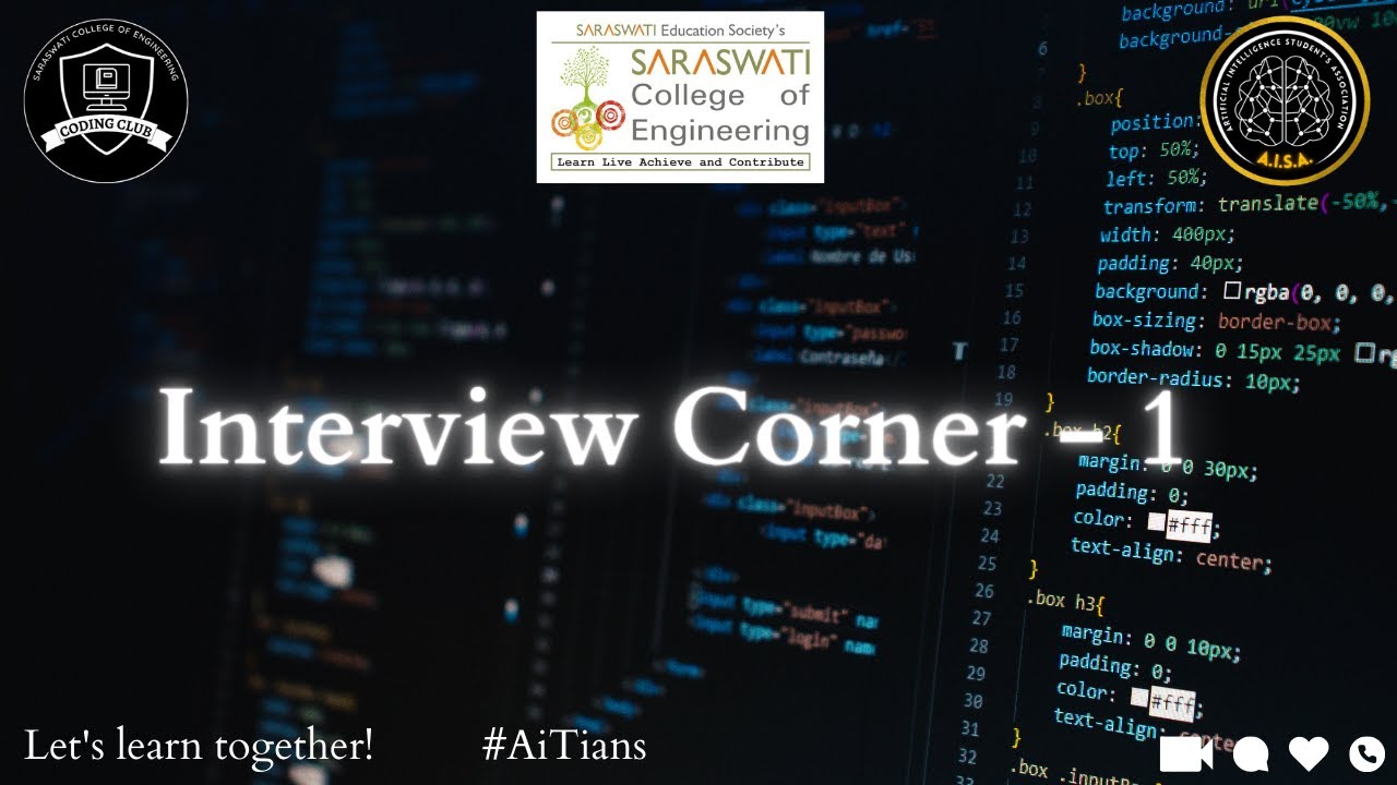 Interview Corner - 1 | AISA | SCOE | Coding Club of SCOE - YouTube
