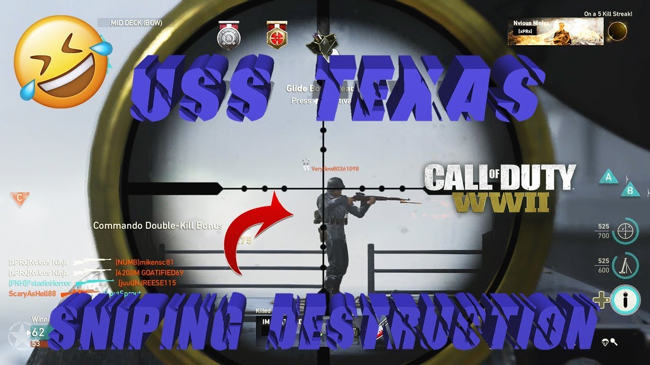 COD WW2 USS Texas Sniping Destruction (Domination) - YouTube