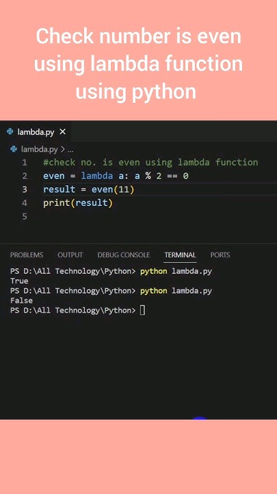 python interview questions Check number is even using lambda function #shorts #short #python ...
