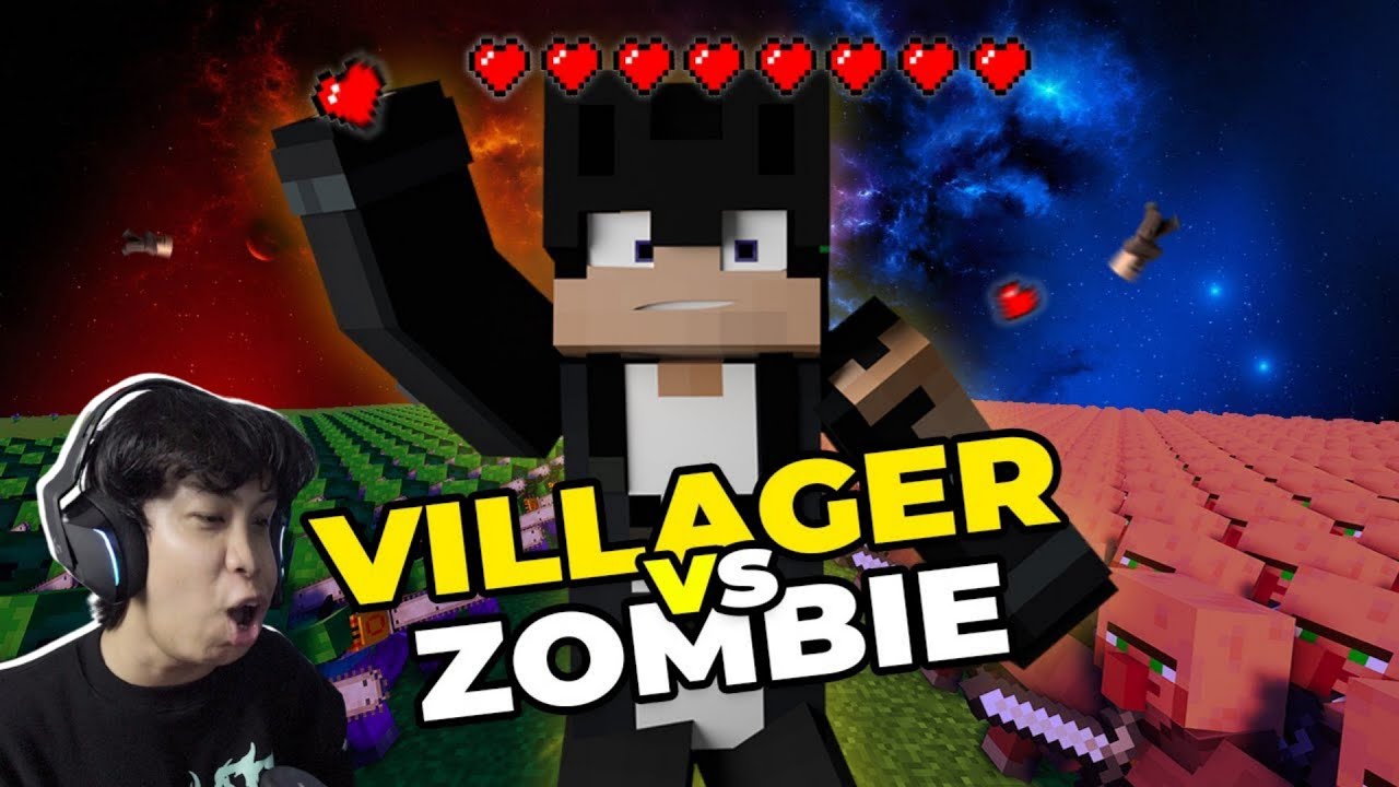 React RemanRHN - Survival Dengan 1,000 Villager & Zombie - YouTube