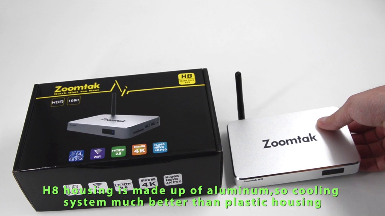 Zoomtak H8 streaming tv box Amlogic S905X Quad Core A53 - YouTube