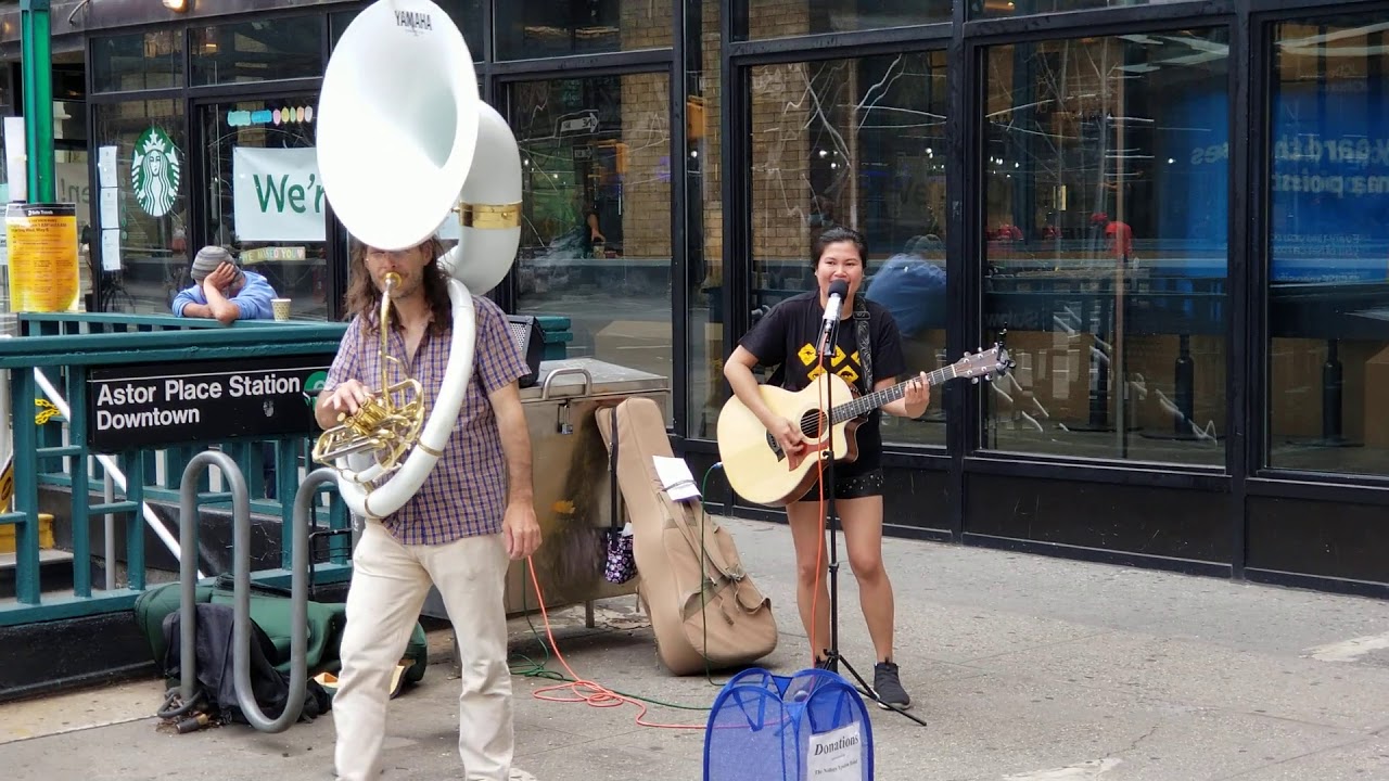 Street Music in New York City at Astor Place in the East Village. June ...