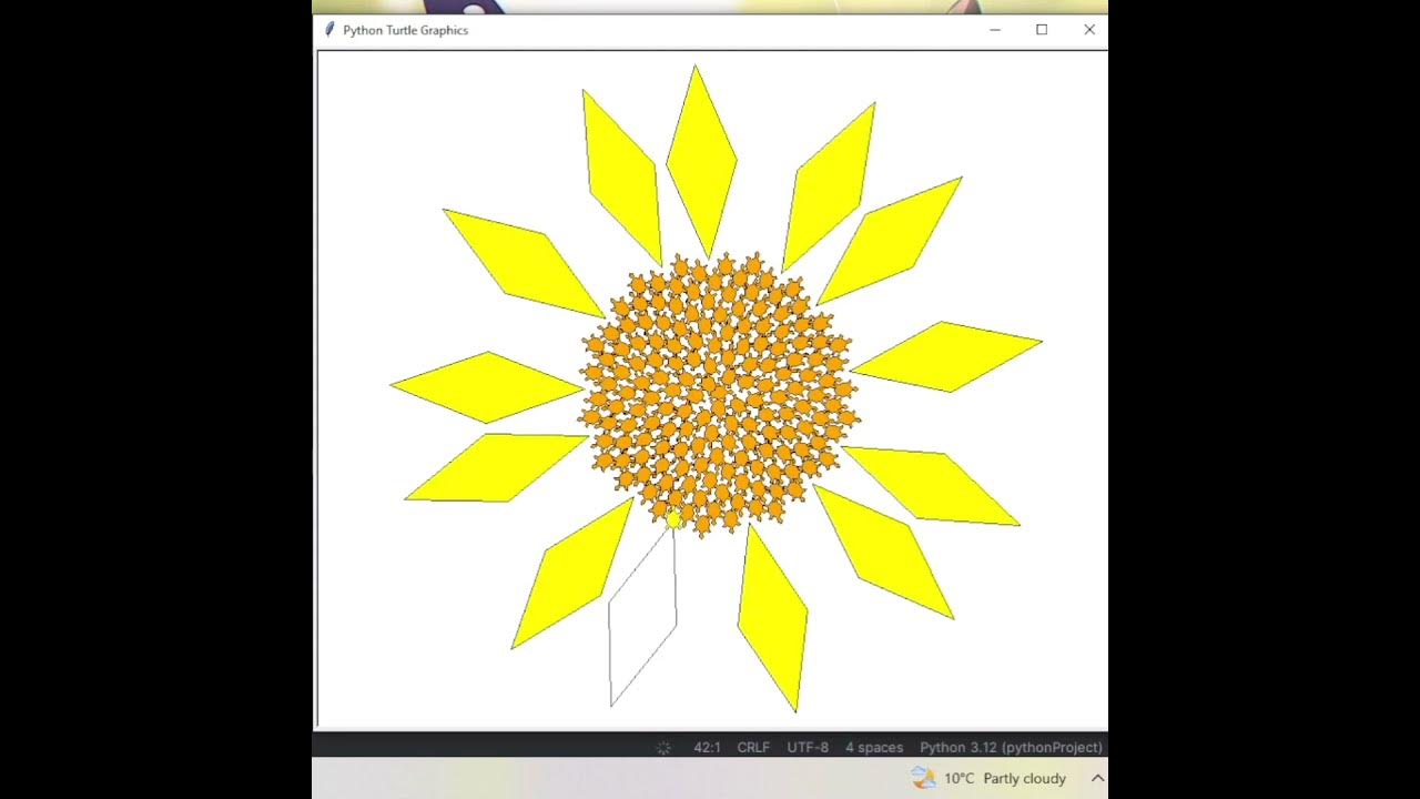 Draw sunflower with python #codewithpython - YouTube