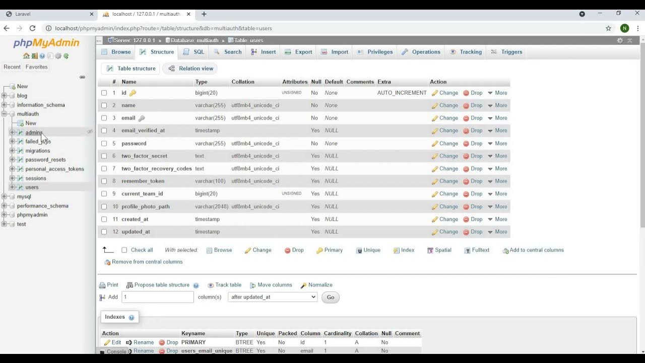 Laravel 8 Multi Authentication with Jetstream Fortify and Livewire Part 5- Admin Table and Seed ...