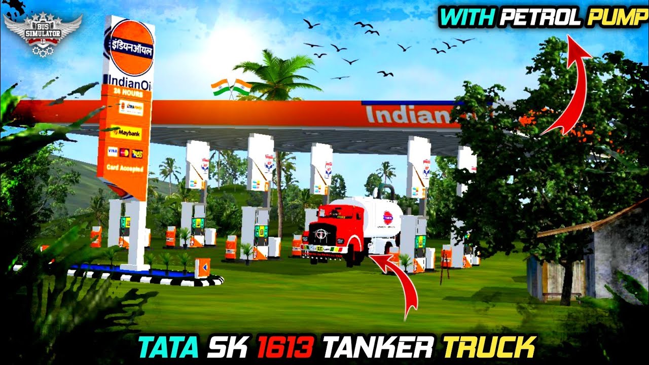 🔴TATA SK 1613 TANKER TRUCK mod with Petrol pump mod for bussid | bussid ...