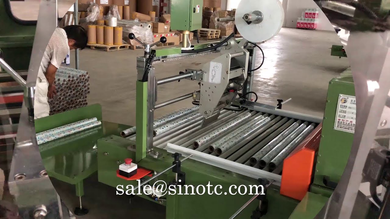 Automatic gift paper packing and rewinding machine - YouTube