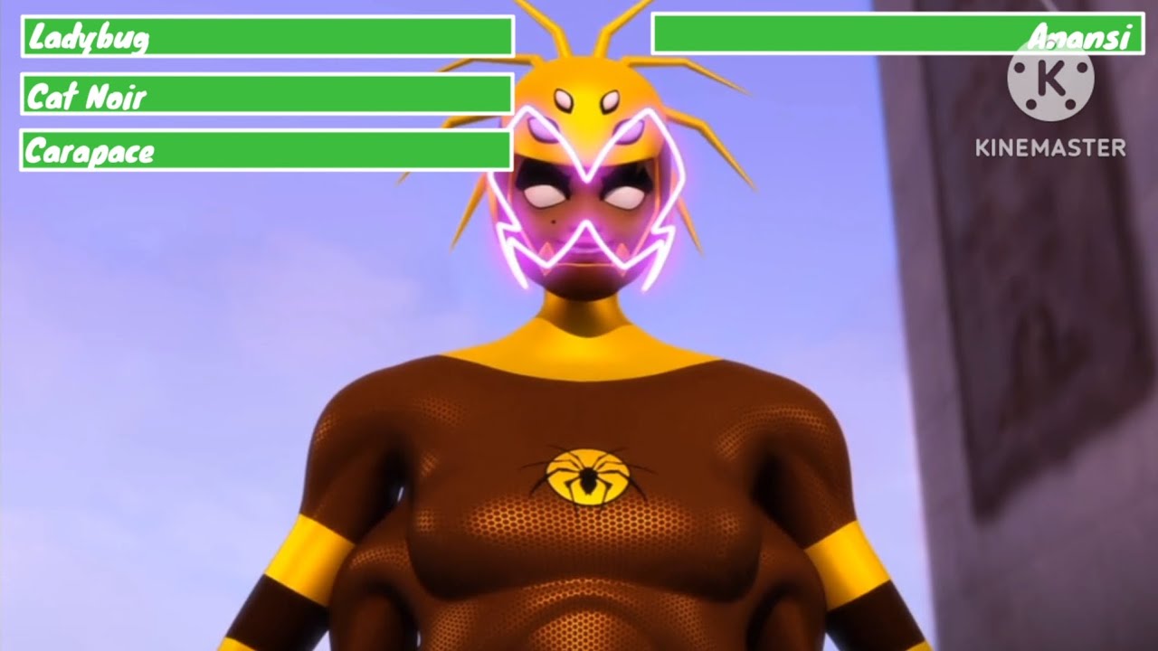 LADYBUG, CAT NOIR AND CARAPACE VS ANANSI WITH HEALTHBARS | HD ...