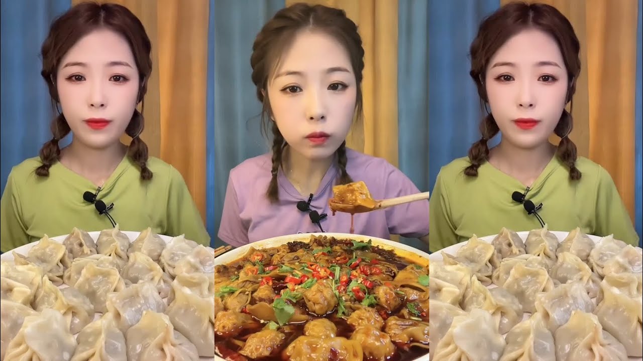 CHINESE MUKBANG SPICY FOOD (DUMPLINGS)@Cheng cheng Mukbang EATING SHOW ...