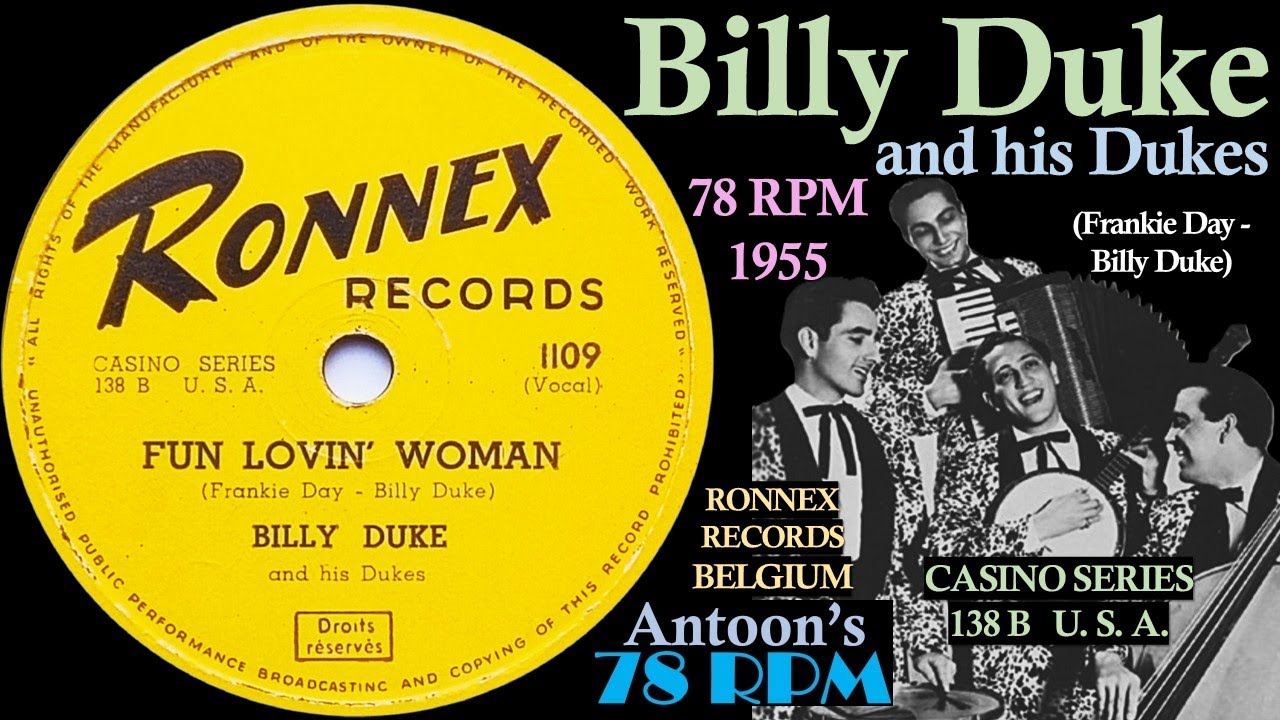 Billy Duke | Fun Lovin' Woman | Ronnex 78 rpm | 1955 Belgium - YouTube