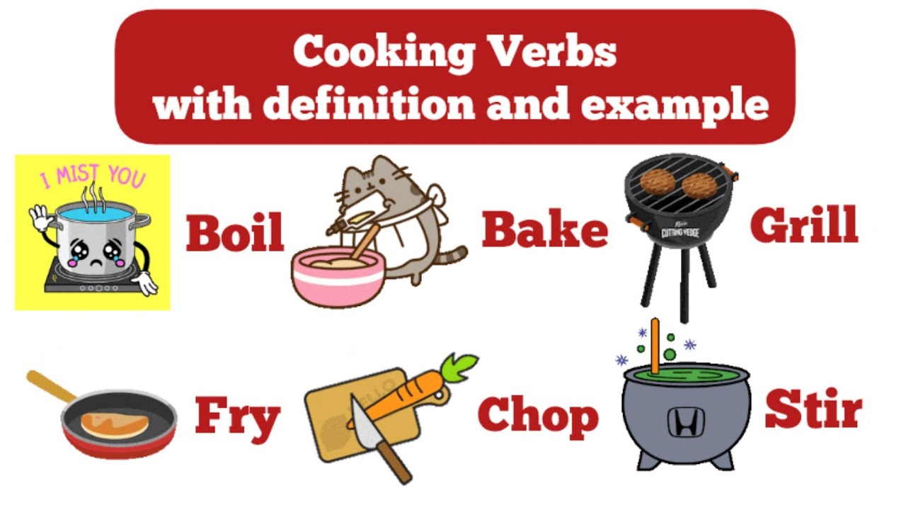 Action Verbs Vocabulary in Cooking | Easy Definition and Example | Part ...