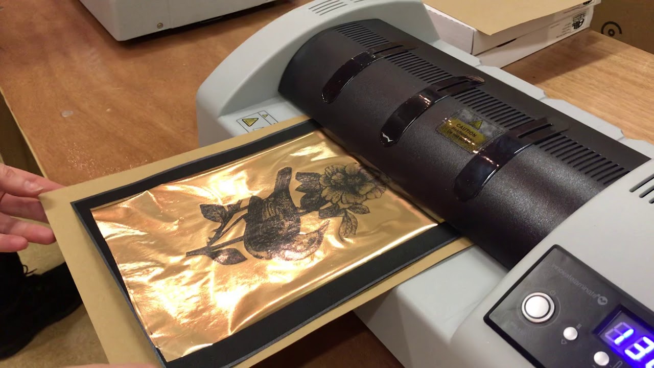 Creating a metallic foil print using a laminating machine - YouTube