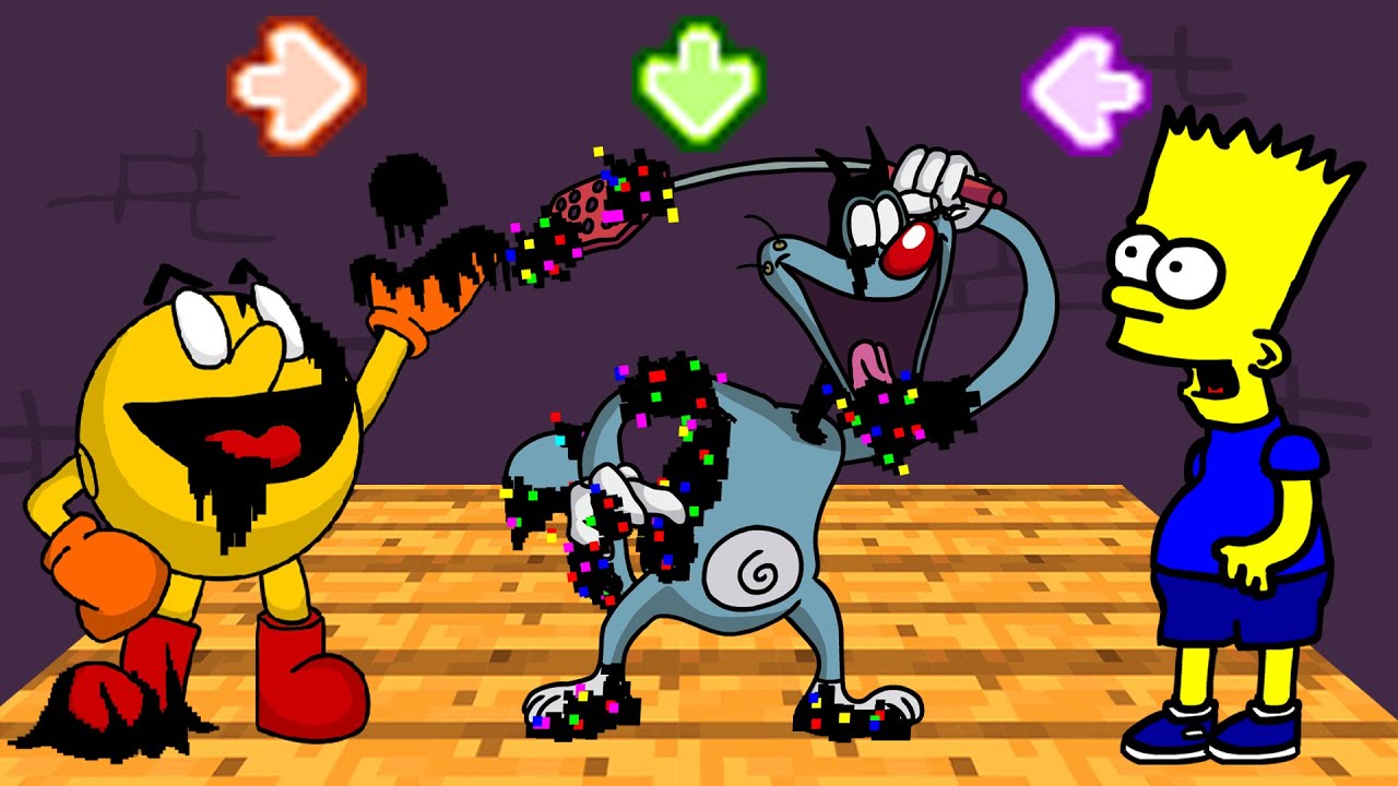 FNF Character Test | Gameplay VS Playground | VS Pac Man | Oggy Glitch ...