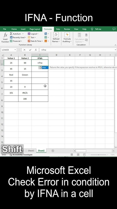 How to use IFNA function in Excel.| माइक्रोसोफ्ट एक्सल में IFNA-Function कैसे प्रयोग करें। - YouTube
