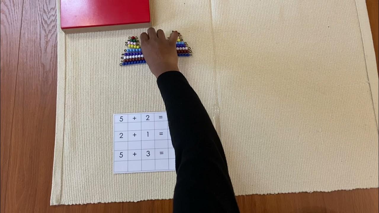 Montessori (Mathematics) Addition using short bead stair - YouTube