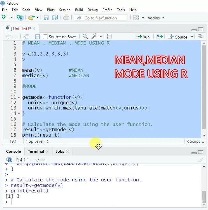 MEAN MEDIAN MODE USING R - YouTube