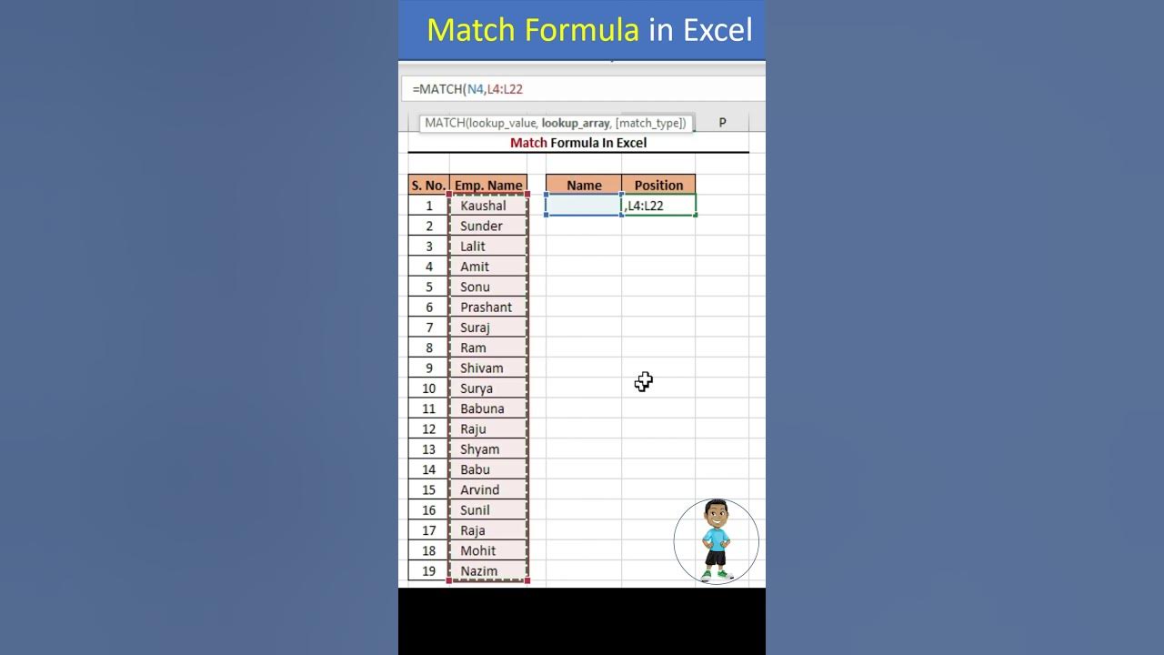 Match Formula In Excel Excel Exceltips Shorts Exceltutorial Msexcel Microsoftexcel