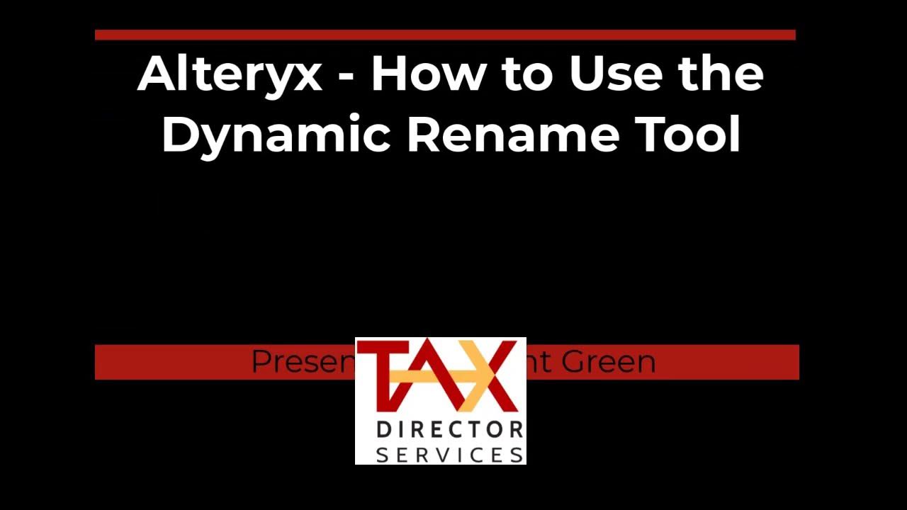 Alteryx - How to Use the Dynamic Rename Tool - YouTube